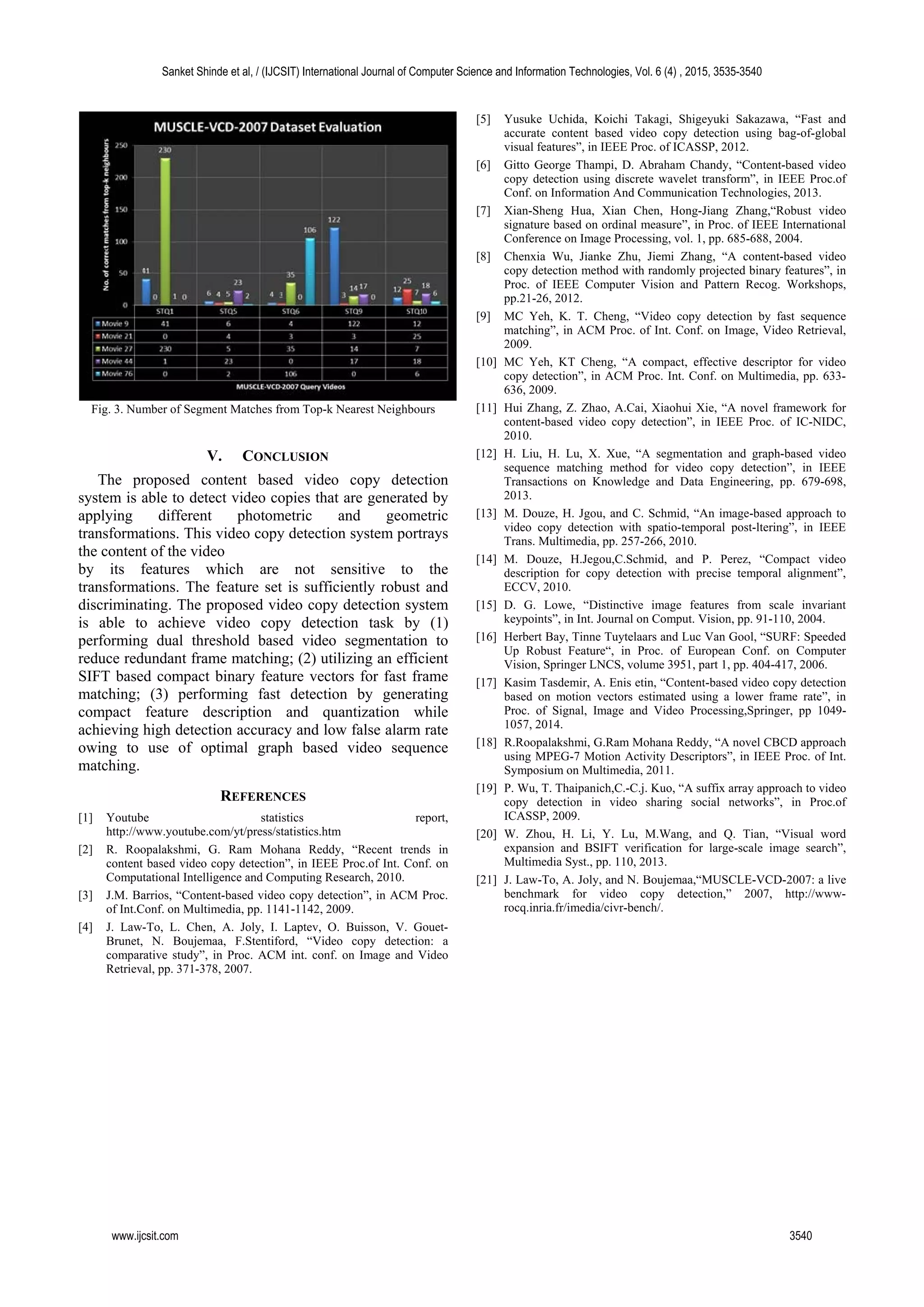 A Segmentation Based Sequential Pattern Matching For Efficient Video Copy Detection Ijcsit Pdf
