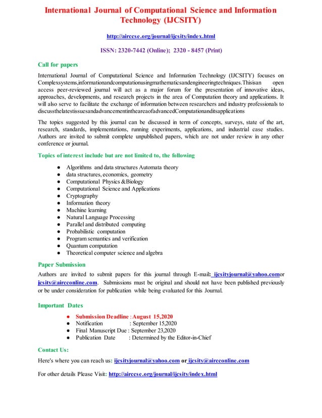 International Journal of Computational Science and Information ...