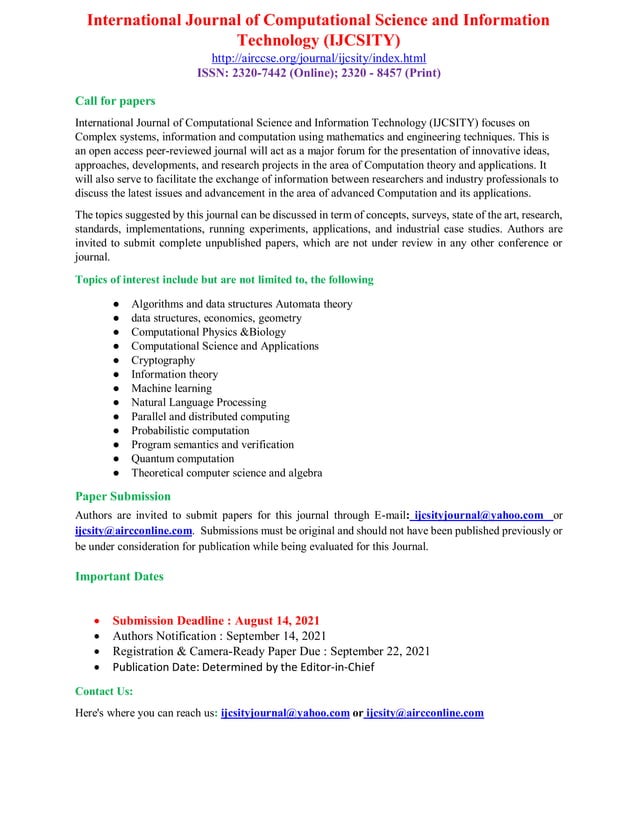 International Journal of Computational Science and Information ...