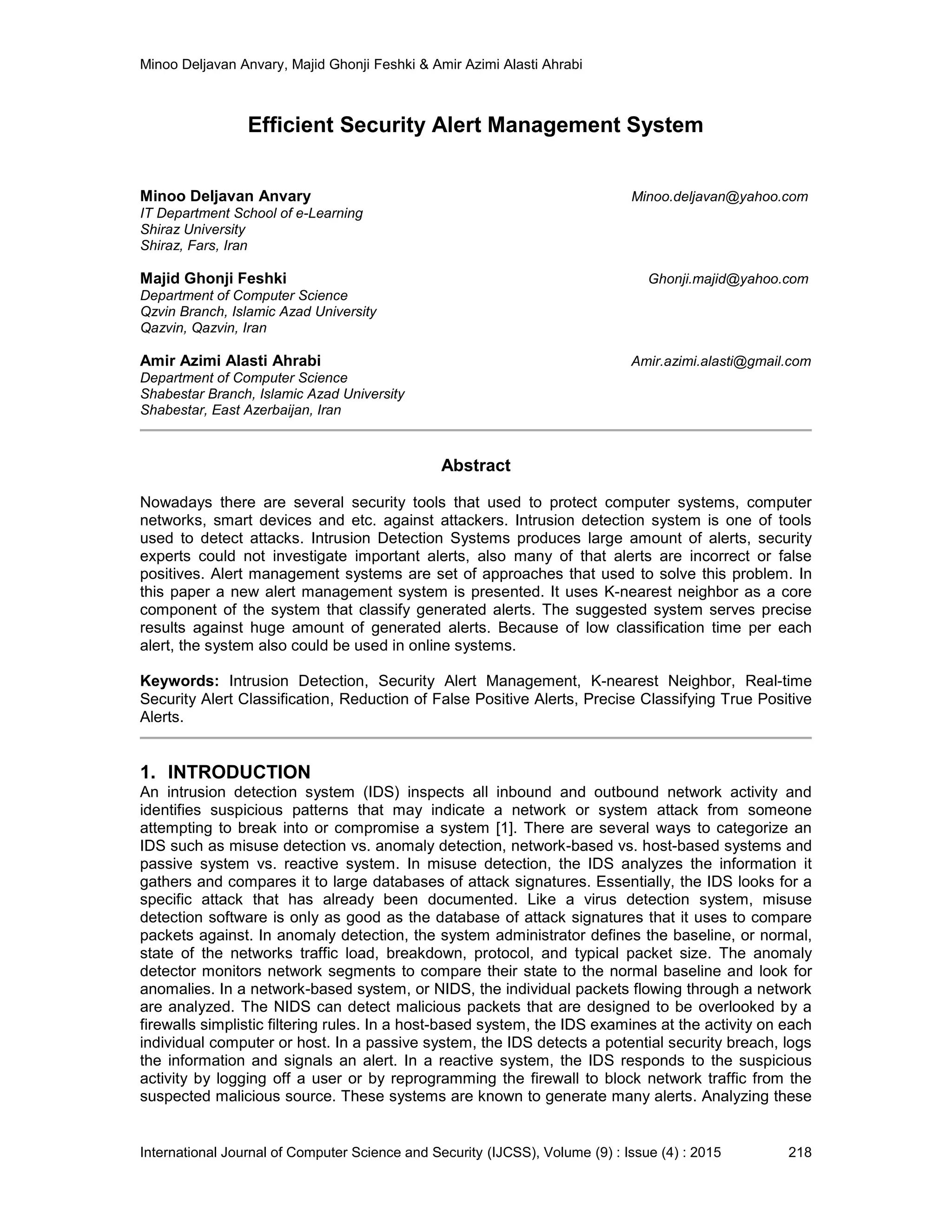 Efficient Security Alert Management System | PDF