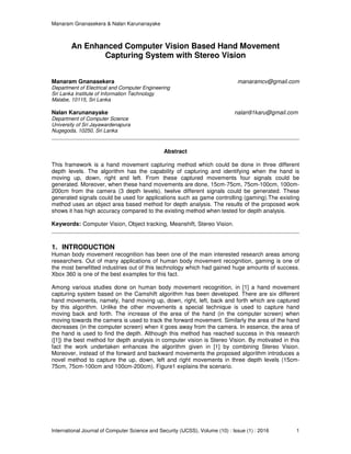 An Enhanced Computer Vision Based Hand Movement Capturing System with ...