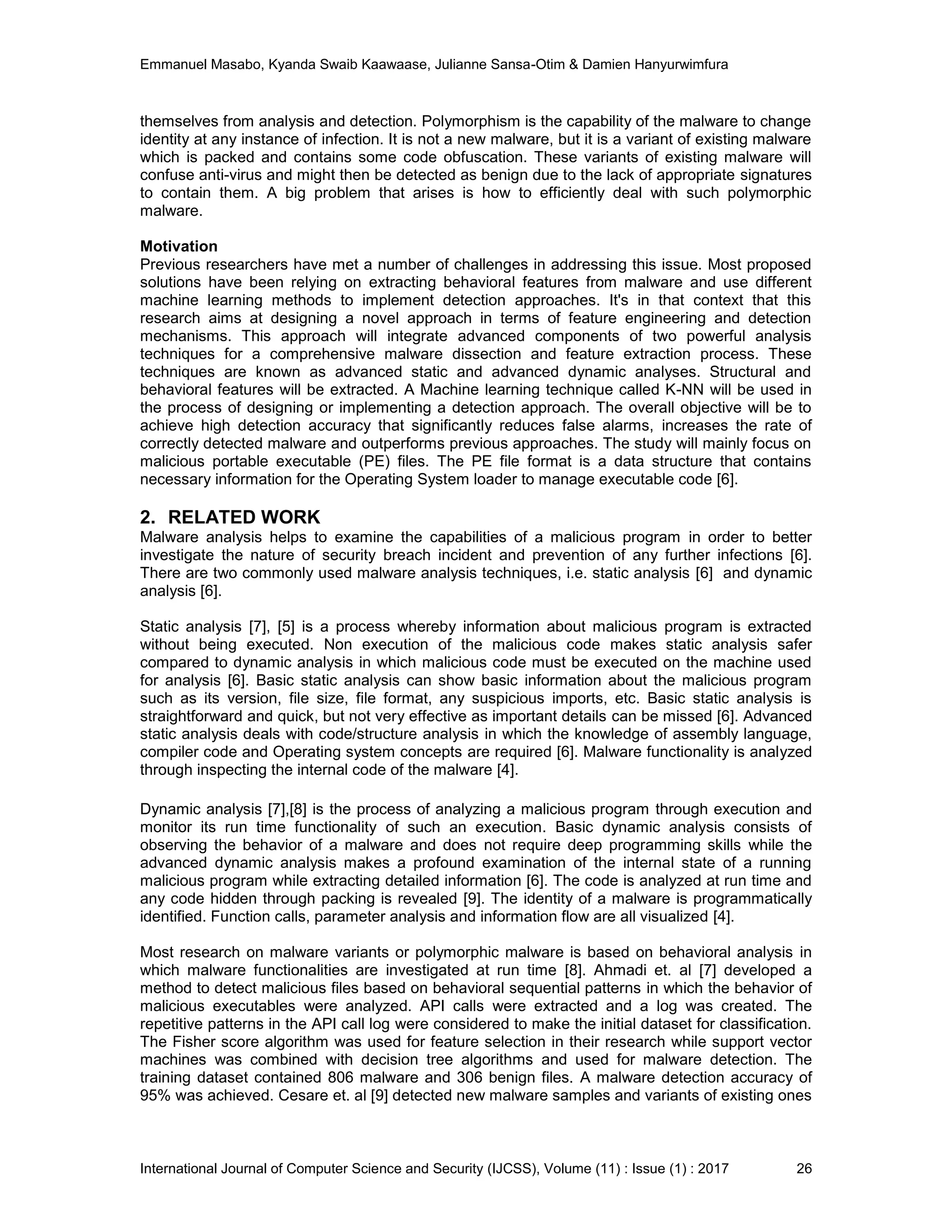 Integrated Feature Extraction Approach Towards Detection Of Polymorphic Malware In Executable