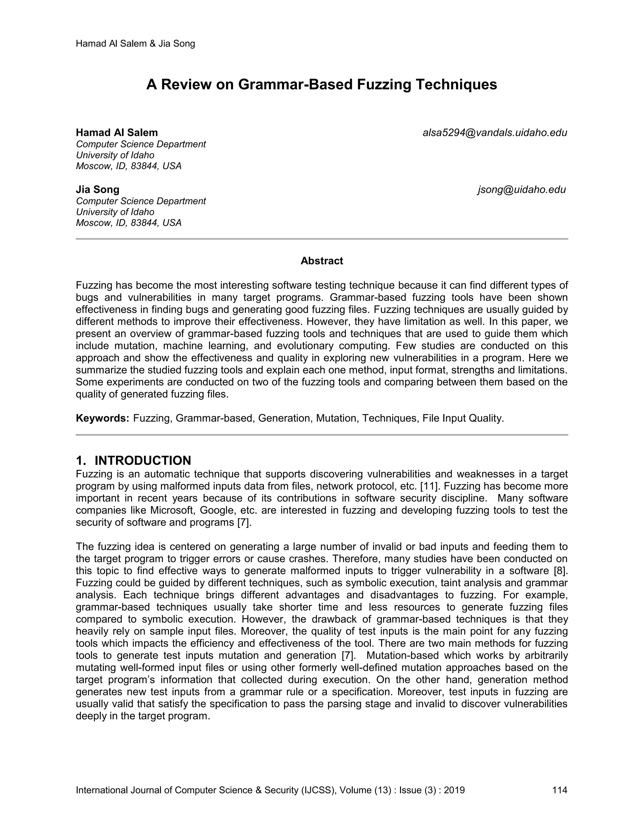 A Review on Grammar-Based Fuzzing Techniques | PDF