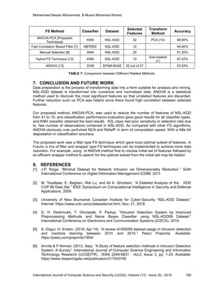 Data Preparation and Reduction Technique in Intrusion Detection Systems: ANOVA-PCA | PDF