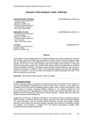 Dynamic Taint Analysis Tools: A Review | PDF