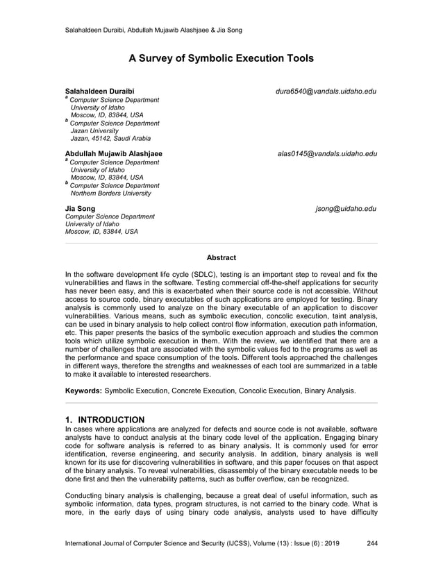 A Survey of Symbolic Execution Tools | PDF | Programming Languages | Computing