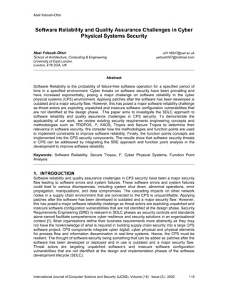 Software Reliability and Quality Assurance Challenges in Cyber Physical Systems Security | PDF