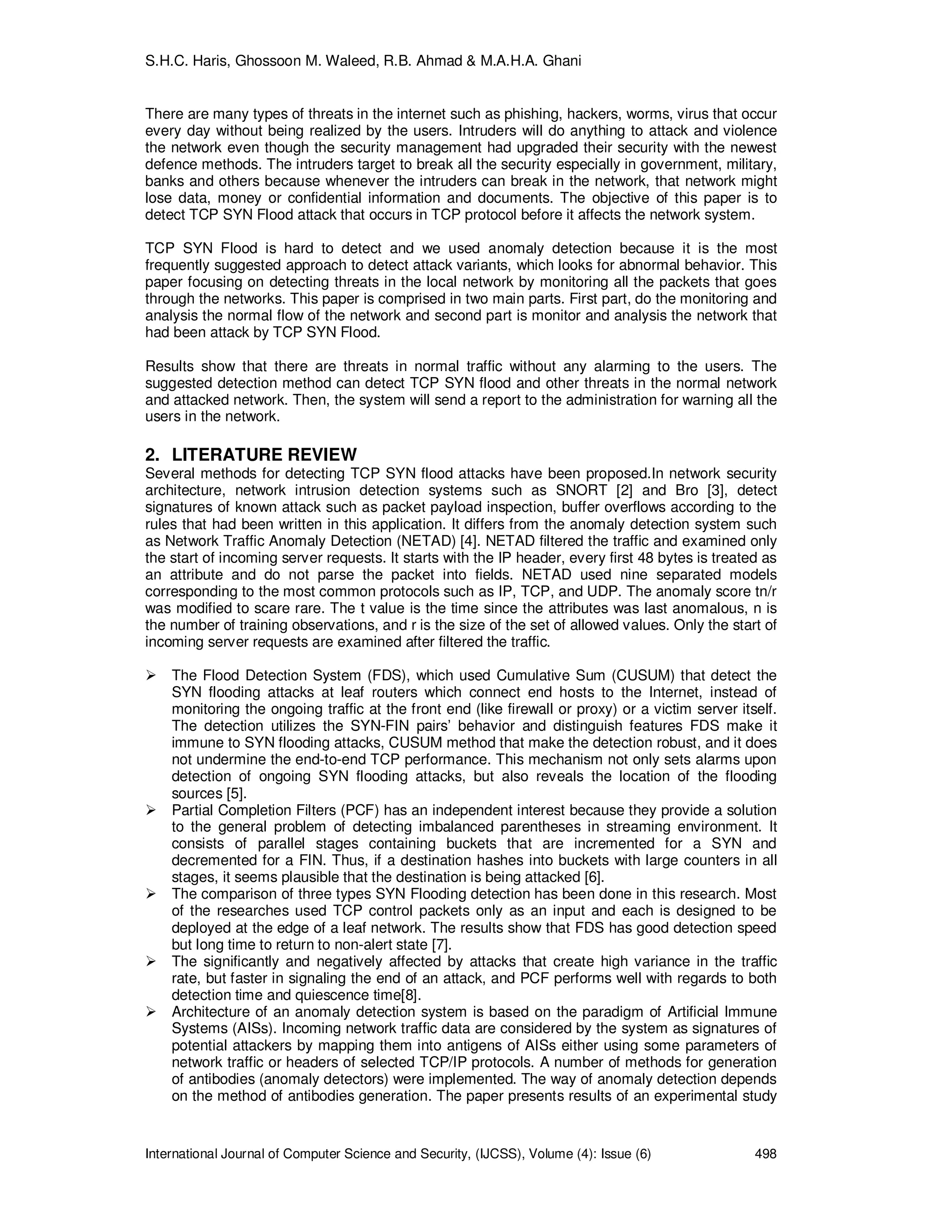 Anomaly Detection Of Ip Header Threats Pdf