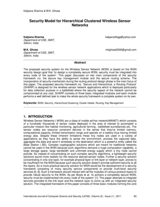 Security Model for Hierarchical Clustered Wireless Sensor Networks | PDF