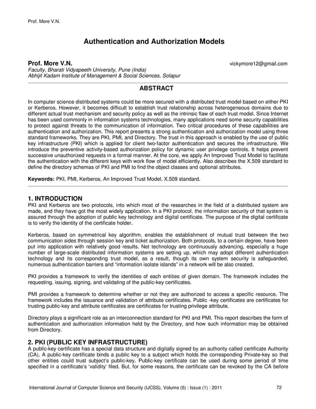 Authentication and Authorization Models | PDF