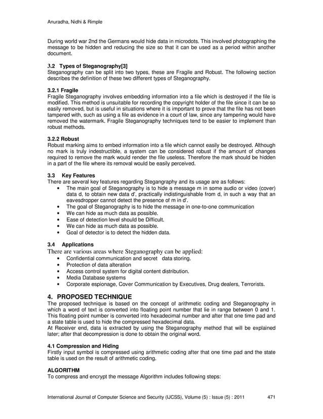 A Novel Steganography Technique that Embeds Security along with Compression | PDF