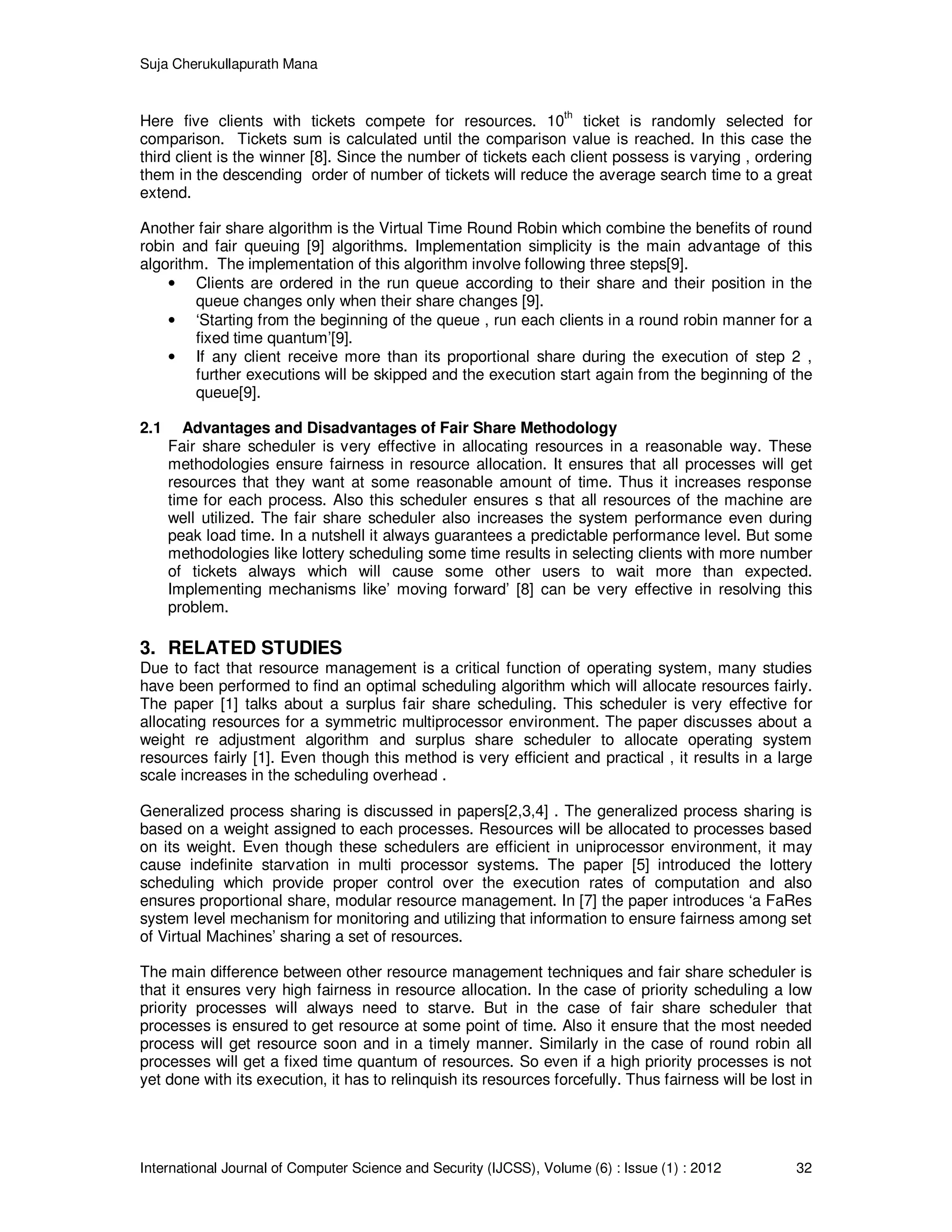 Recourse Management Using a Fair Share Scheduler | PDF