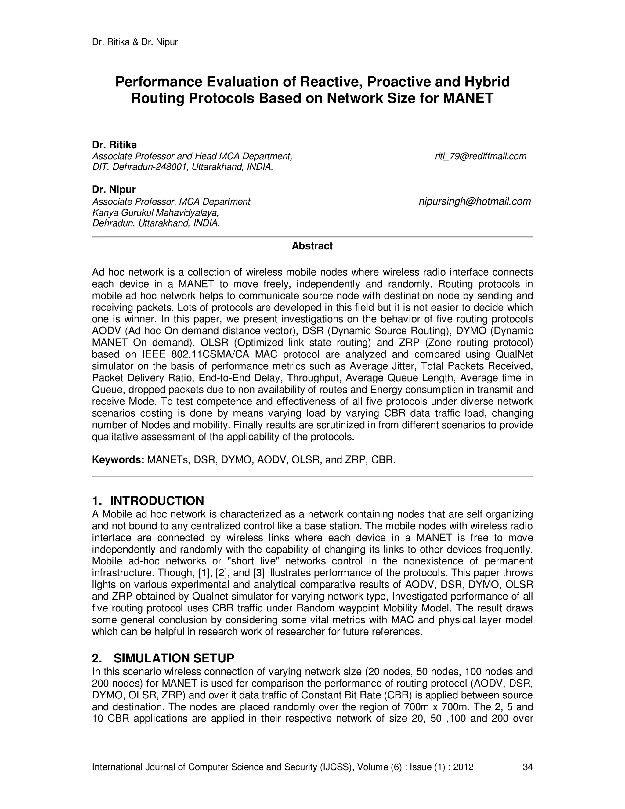 Performance Evaluation Of Reactive Proactive And Hybrid Routing Protocols Based On Network Size