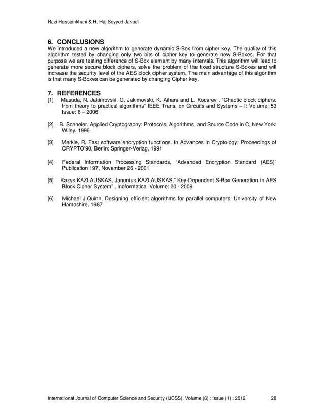 Using Cipher Key to Generate Dynamic S-Box in AES Cipher System | PDF