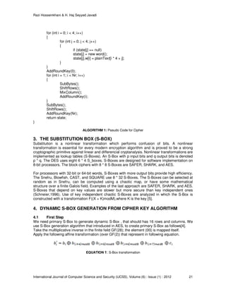 Using Cipher Key to Generate Dynamic S-Box in AES Cipher System | PDF