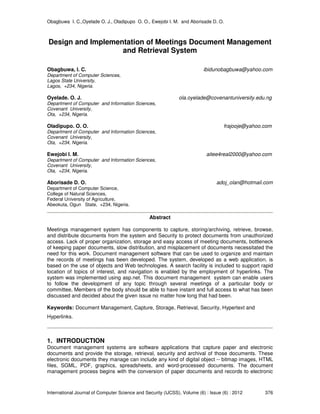 Design and Implementation of Meetings Document Management and Retrieval System | PDF