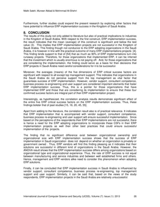 ERP Implementation Success Factors in Saudi Arabia | PDF