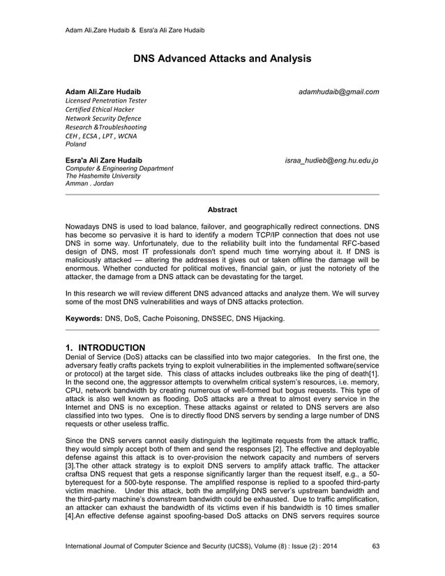 DNS Advanced Attacks and Analysis | PDF | Information and Network Security | Computing