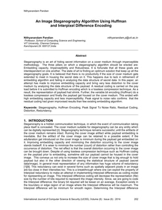 An Image Steganography Algorithm Using Huffman and Interpixel Difference Encoding | PDF