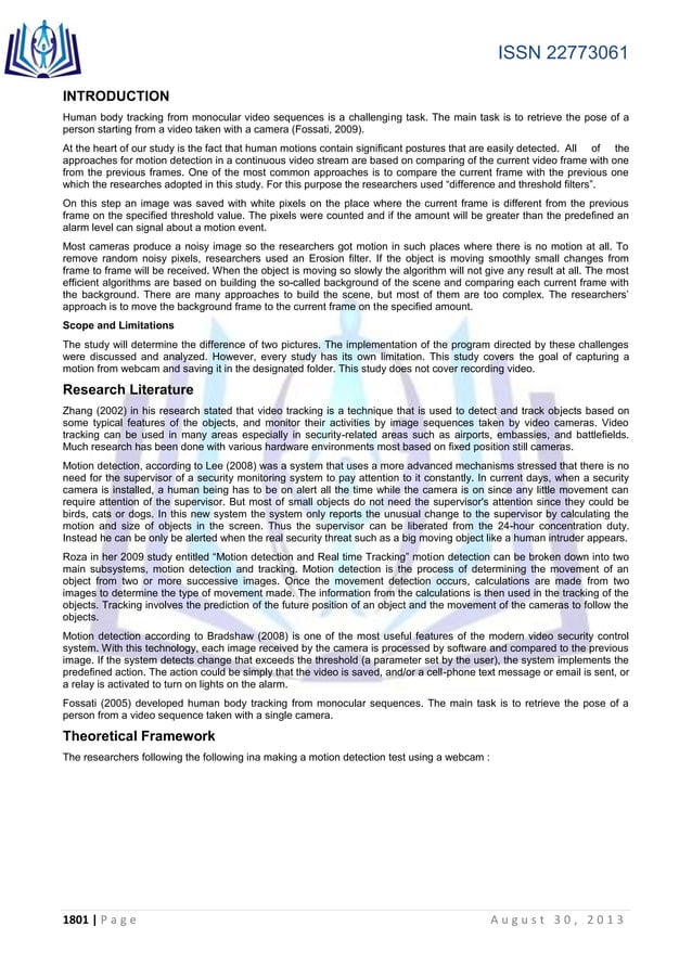 HMotion: An Algorithm for Human Motion Detection | PDF