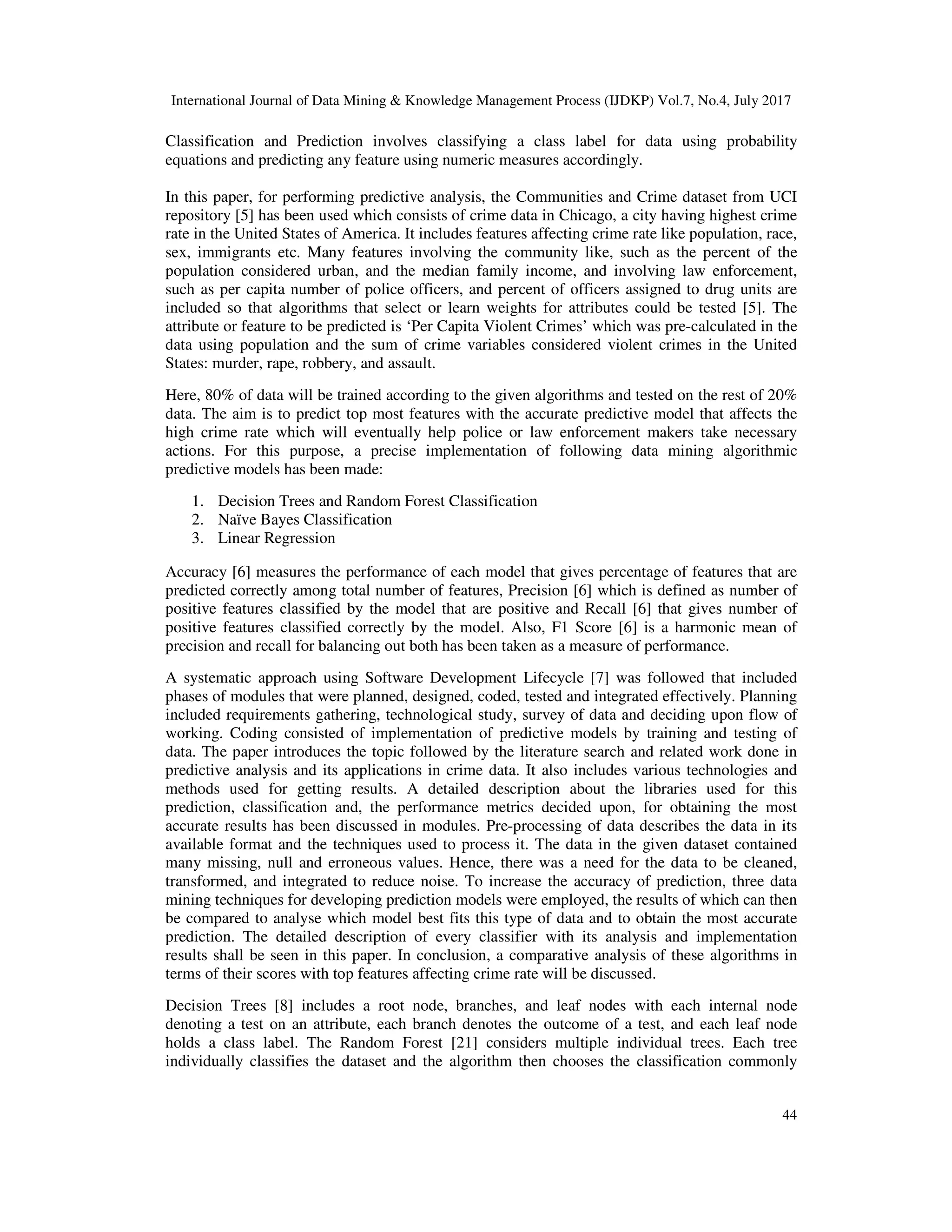 PREDICTIVE MODELLING OF CRIME DATASET USING DATA MINING | PDF