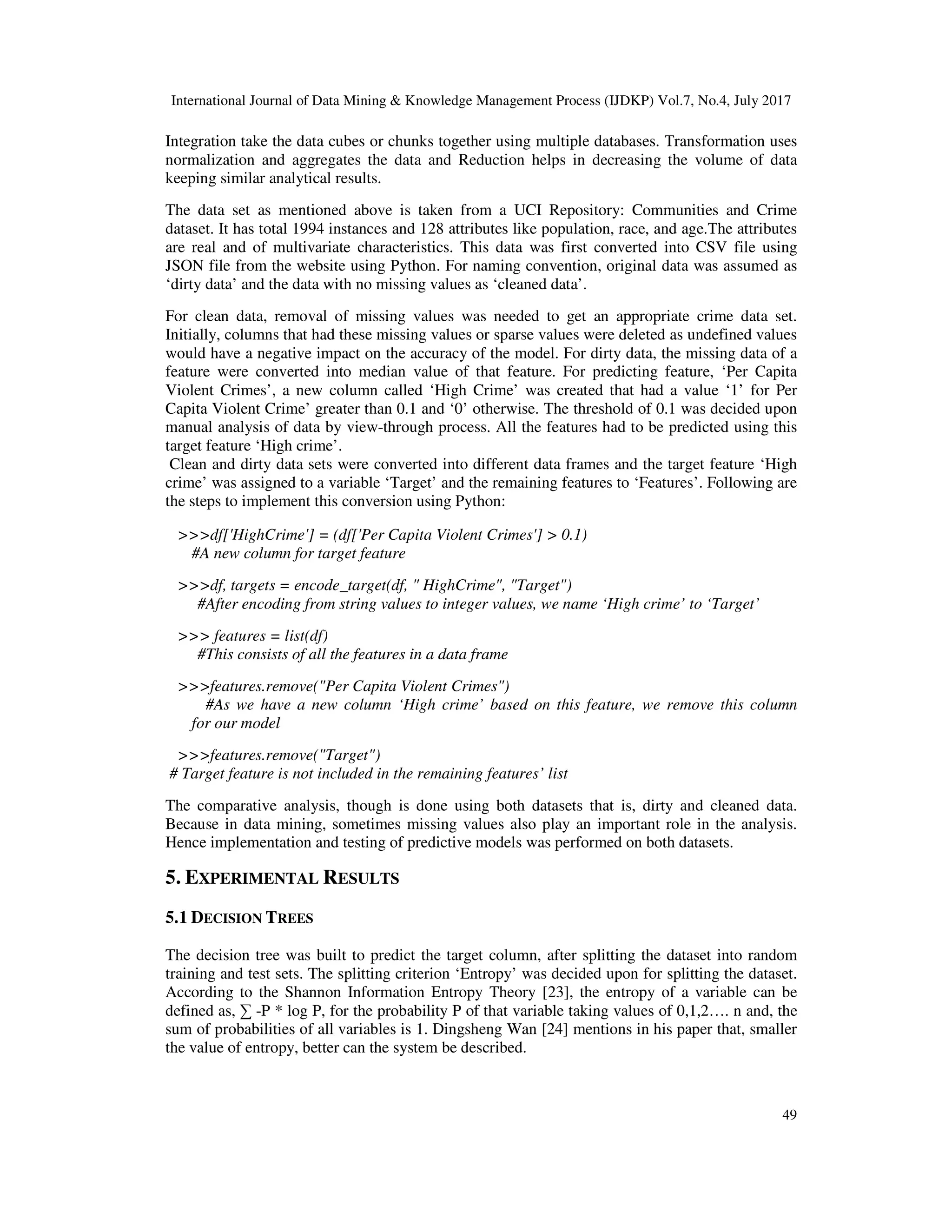 PREDICTIVE MODELLING OF CRIME DATASET USING DATA MINING | PDF