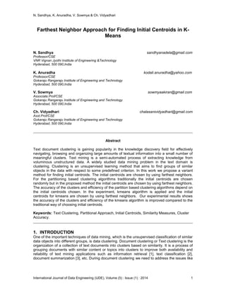 Farthest Neighbor Approach for Finding Initial Centroids in K- Means | PDF