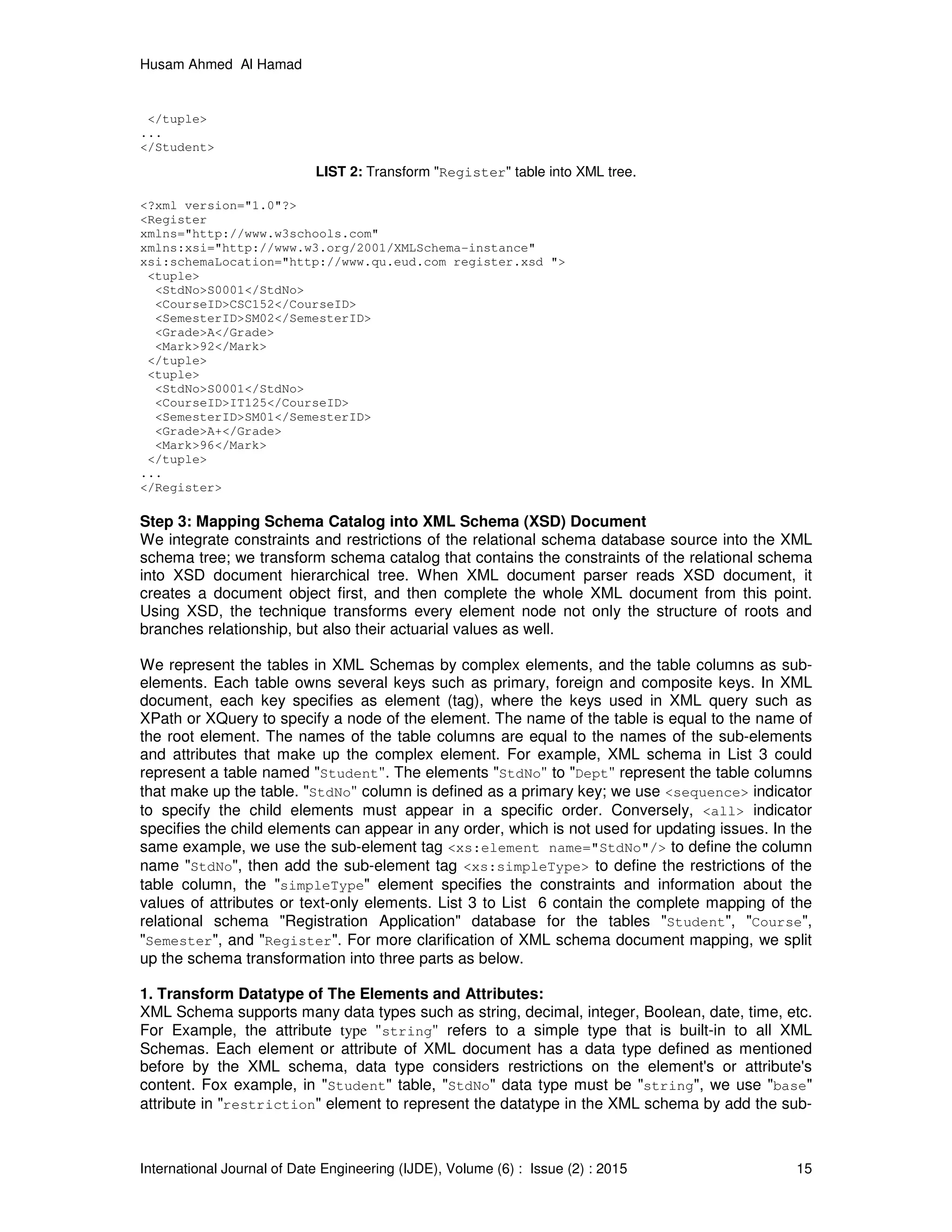 Catalog-based Conversion from Relational Database into XML Schema (XSD) | PDF