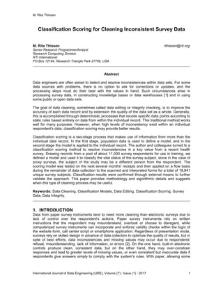 Classification Scoring for Cleaning Inconsistent Survey Data | PDF