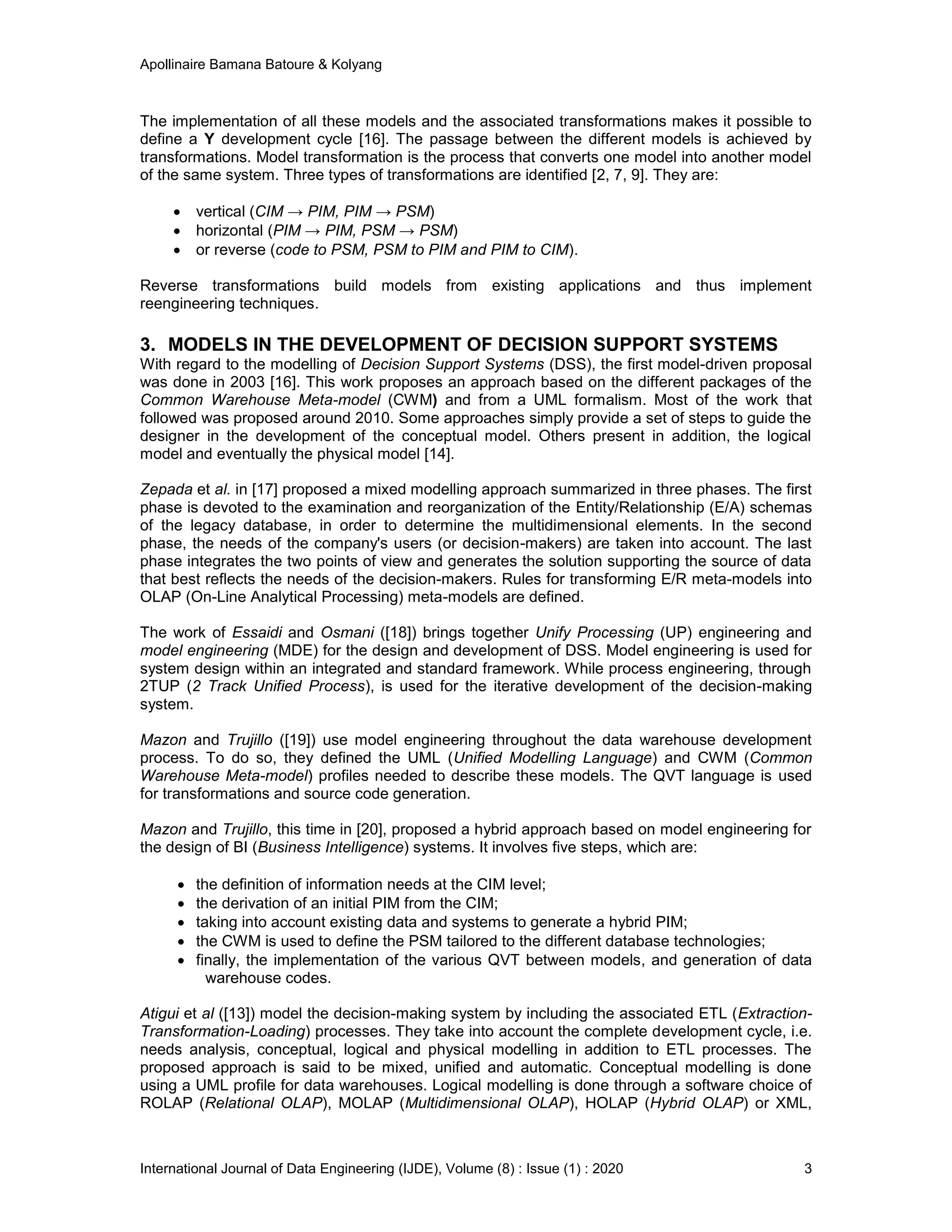 Using Model Driven Engineering For Decision Support Systems Modelling Implementation And