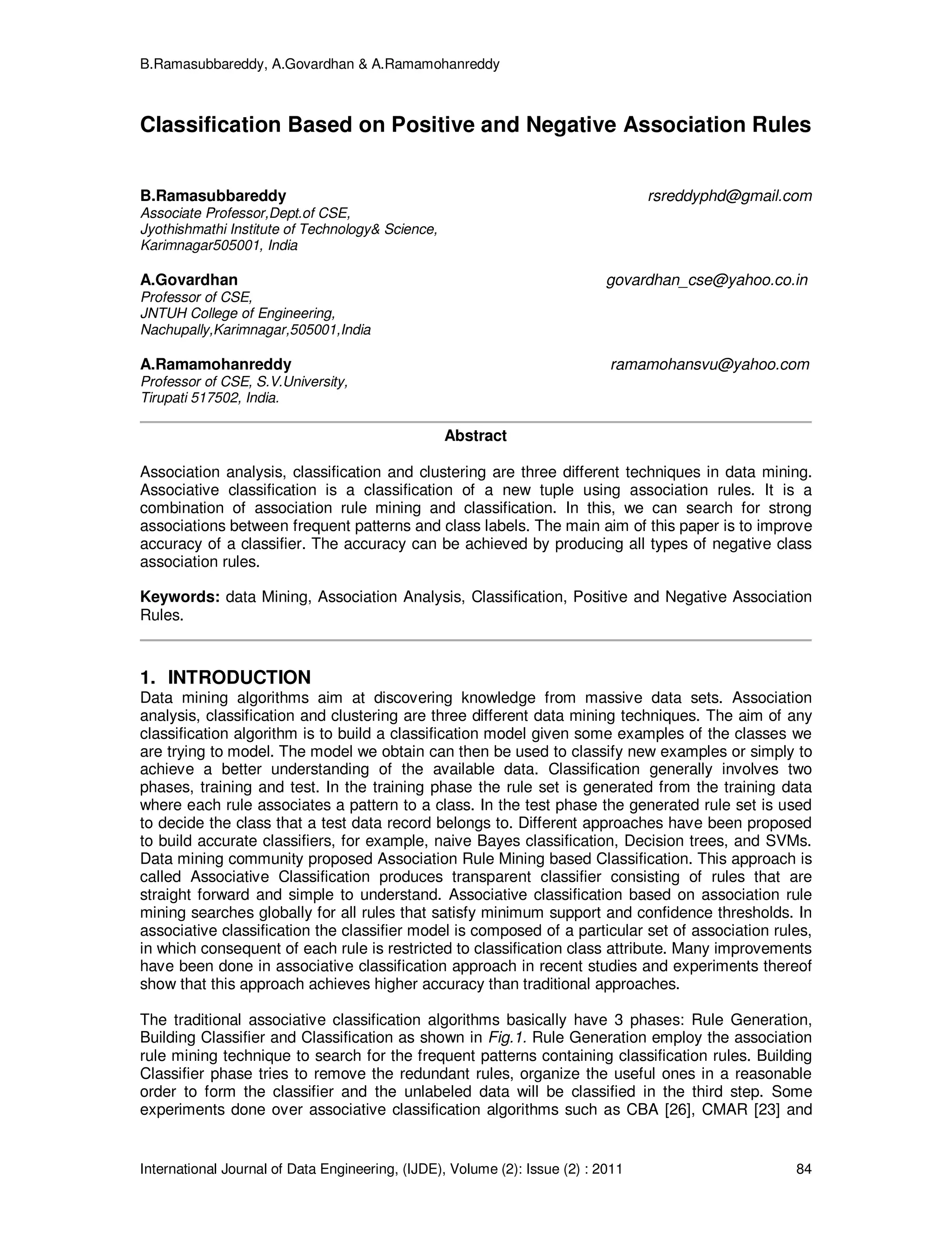Classification based on Positive and Negative Association Rules | PDF