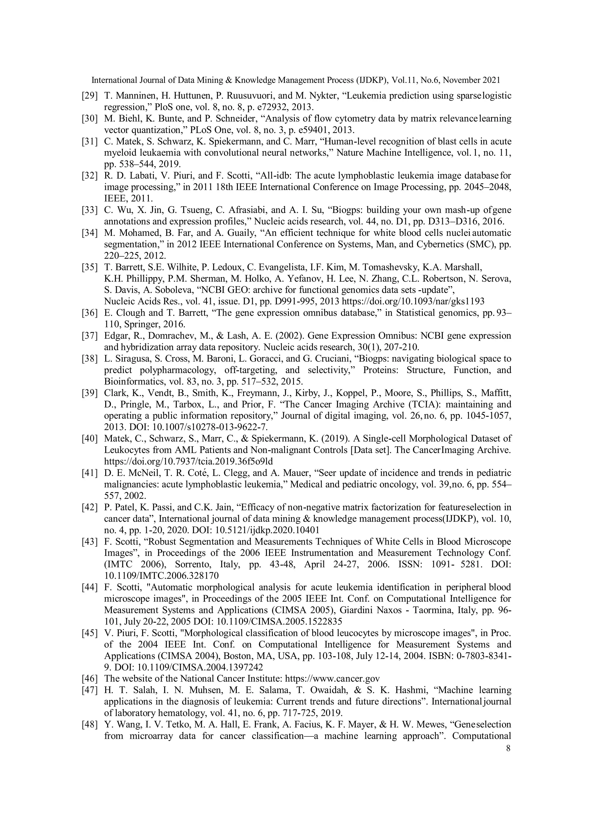 REVIEW OF MACHINE LEARNING APPLICATIONS AND DATASETS IN CLASSIFICATION ...