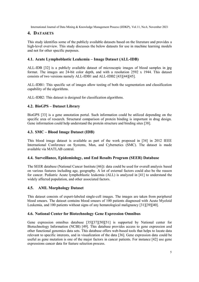 REVIEW OF MACHINE LEARNING APPLICATIONS AND DATASETS IN CLASSIFICATION OF ACUTE LEUKEMIA | PDF