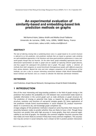 An experimental evaluation of similarity-based and embedding-based link ...