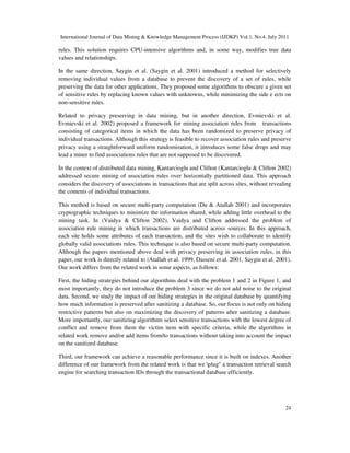 Distortion Based Algorithms For Privacy Preserving Frequent Item Set Mining | PDF