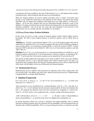 Distortion Based Algorithms For Privacy Preserving Frequent Item Set Mining | PDF