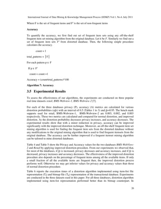 Distortion Based Algorithms For Privacy Preserving Frequent Item Set Mining | PDF