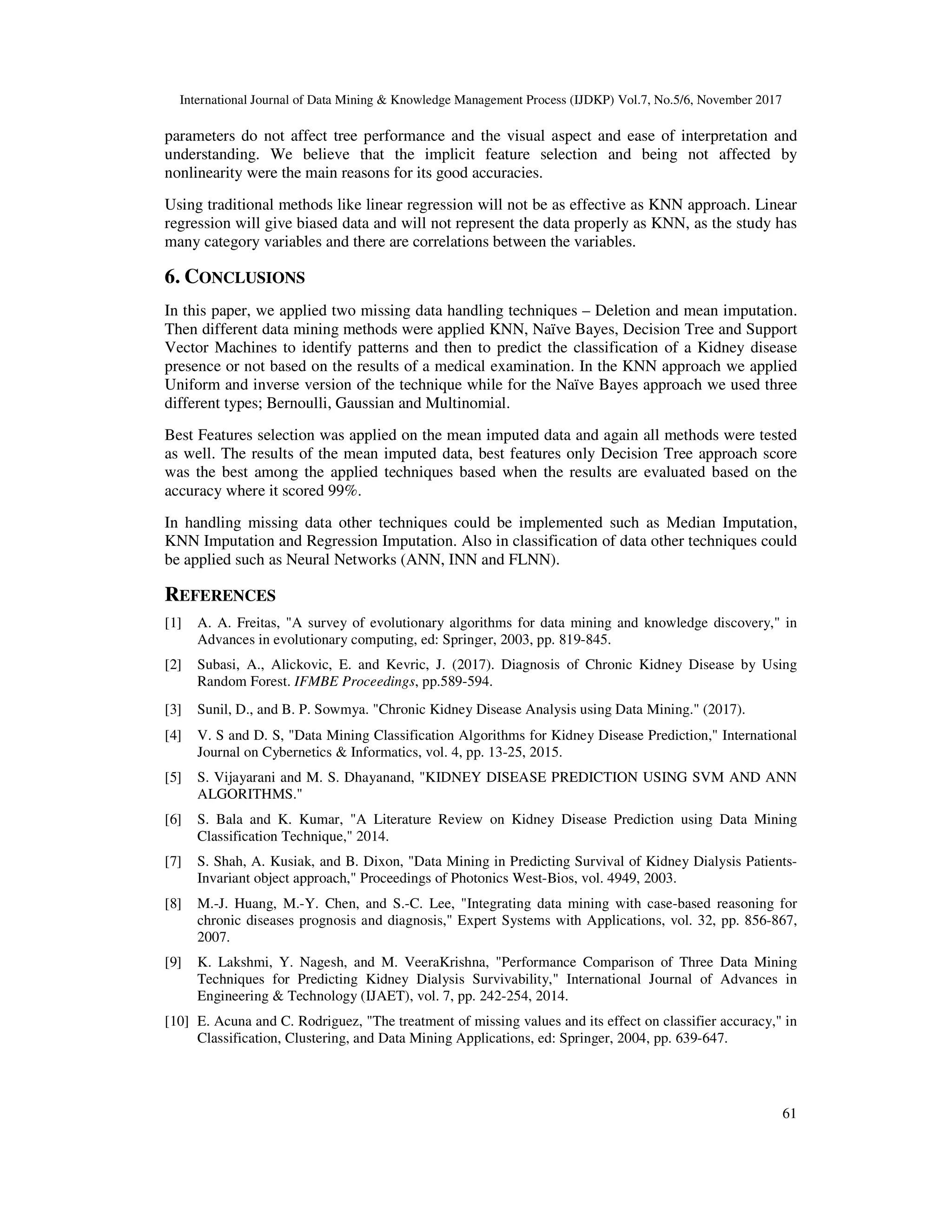 MISSING DATA CLASSIFICATION OF CHRONIC KIDNEY DISEASE | PDF