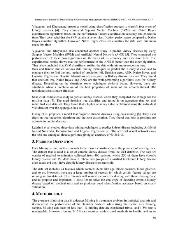 MISSING DATA CLASSIFICATION OF CHRONIC KIDNEY DISEASE | PDF