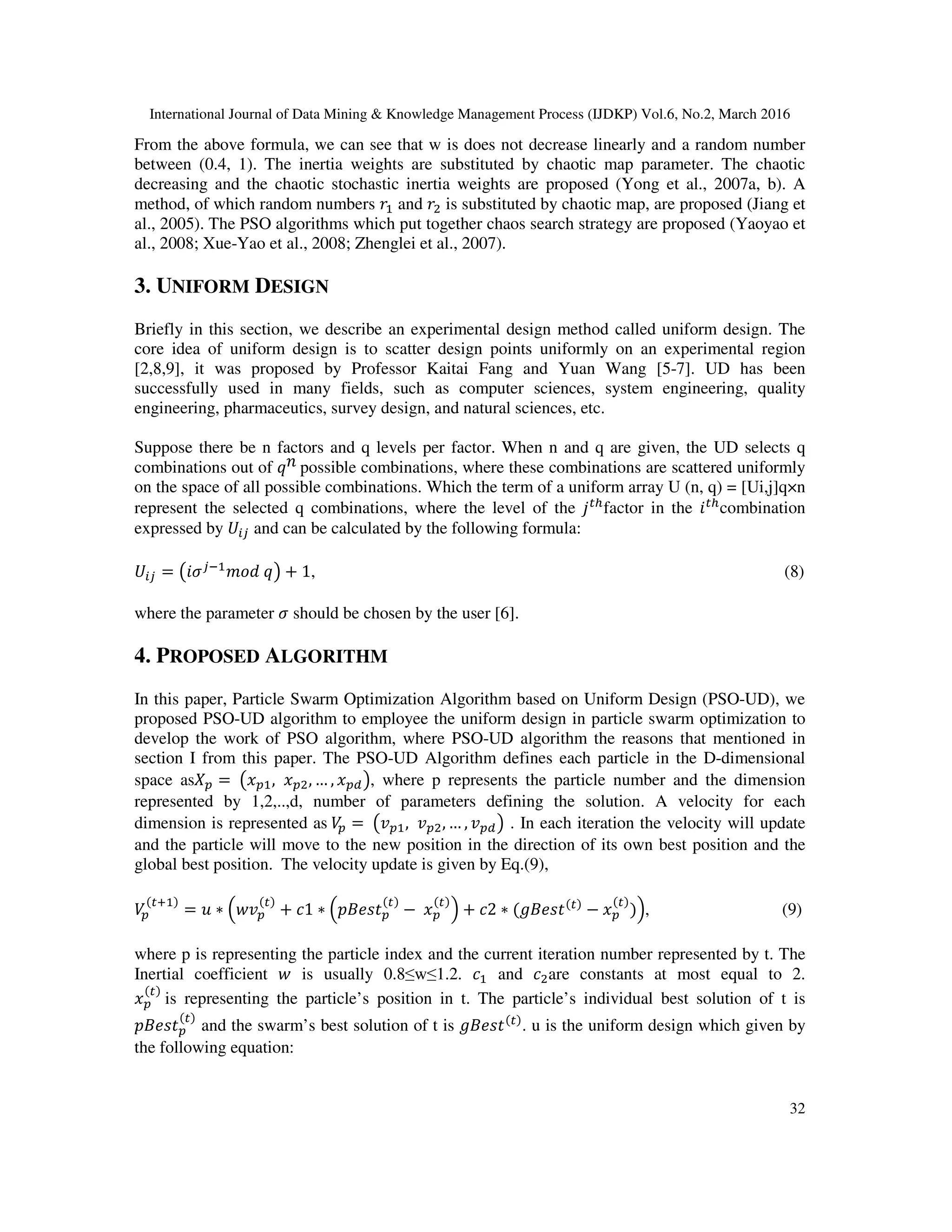 A Particle Swarm Optimization Algorithm Based On Uniform Design Pdf