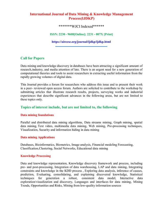 International Journal of Data Mining & Knowledge Management Process ...