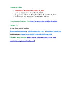 November Issue - International Journal of Data Mining & Knowledge Management Process (IJDKP)-H ...