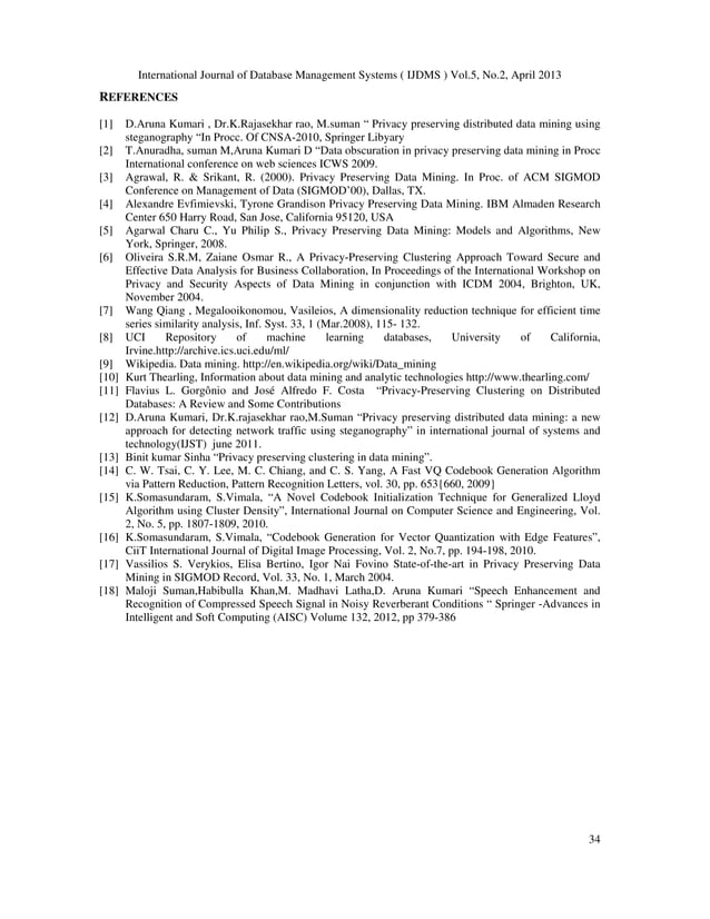 PRIVACY PRESERVING DATA MINING BASED ON VECTOR QUANTIZATION | PDF