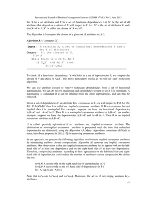 ALGORITHM FOR RELATIONAL DATABASE NORMALIZATION UP TO 3NF | PDF