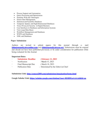 The International Journal of Database Management Systems (IJDMS) | PDF