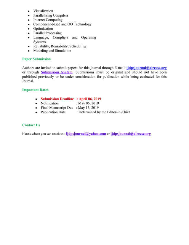 International Journal of Distributed and Parallel systems (IJDPS) | PDF