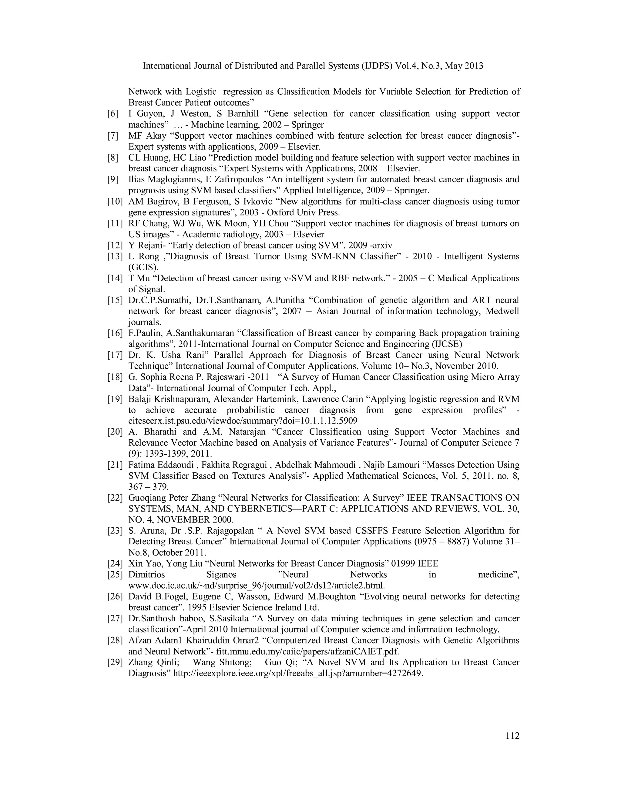 Breast Cancer Diagnosis Using Machine Learning Algorithms A Survey Pdf