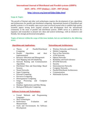 International Journal of Distributed and Parallel systems (IJDPS) | PDF
