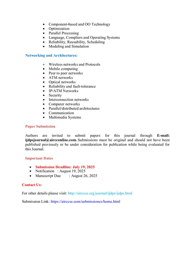 International Journal of Distributed and Parallel systems (IJDPS) | PDF