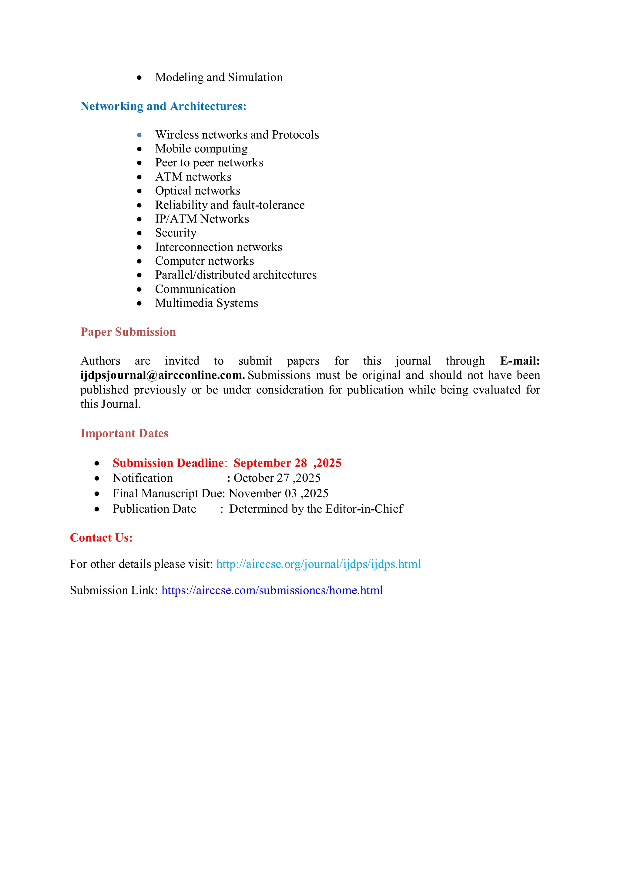 International Journal of Distributed and Parallel systems (IJDPS) | PDF